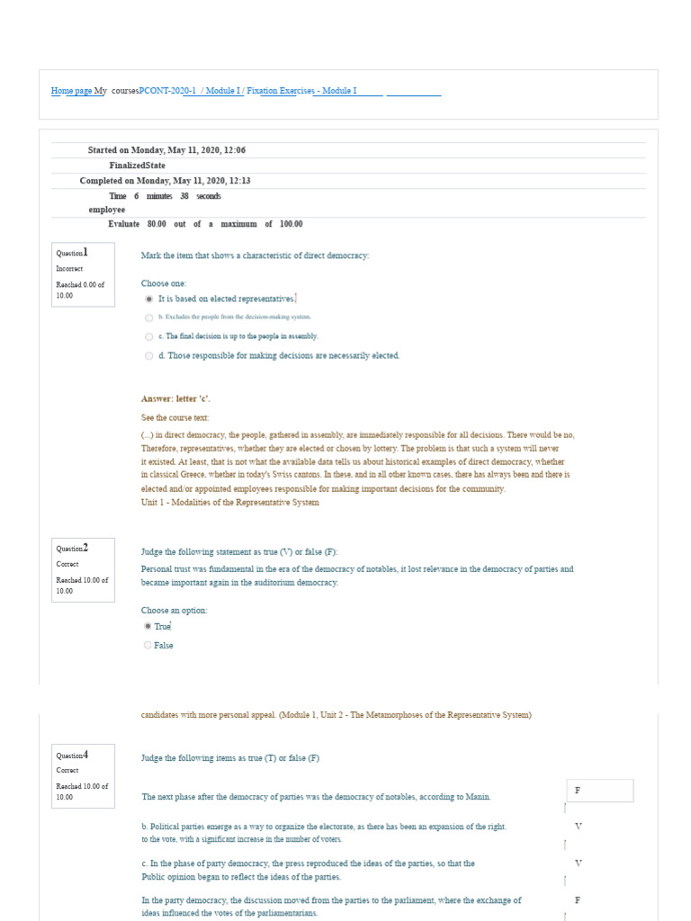 Exercises For Fixation - Module I PDF | PDF | Democracy | Political ...