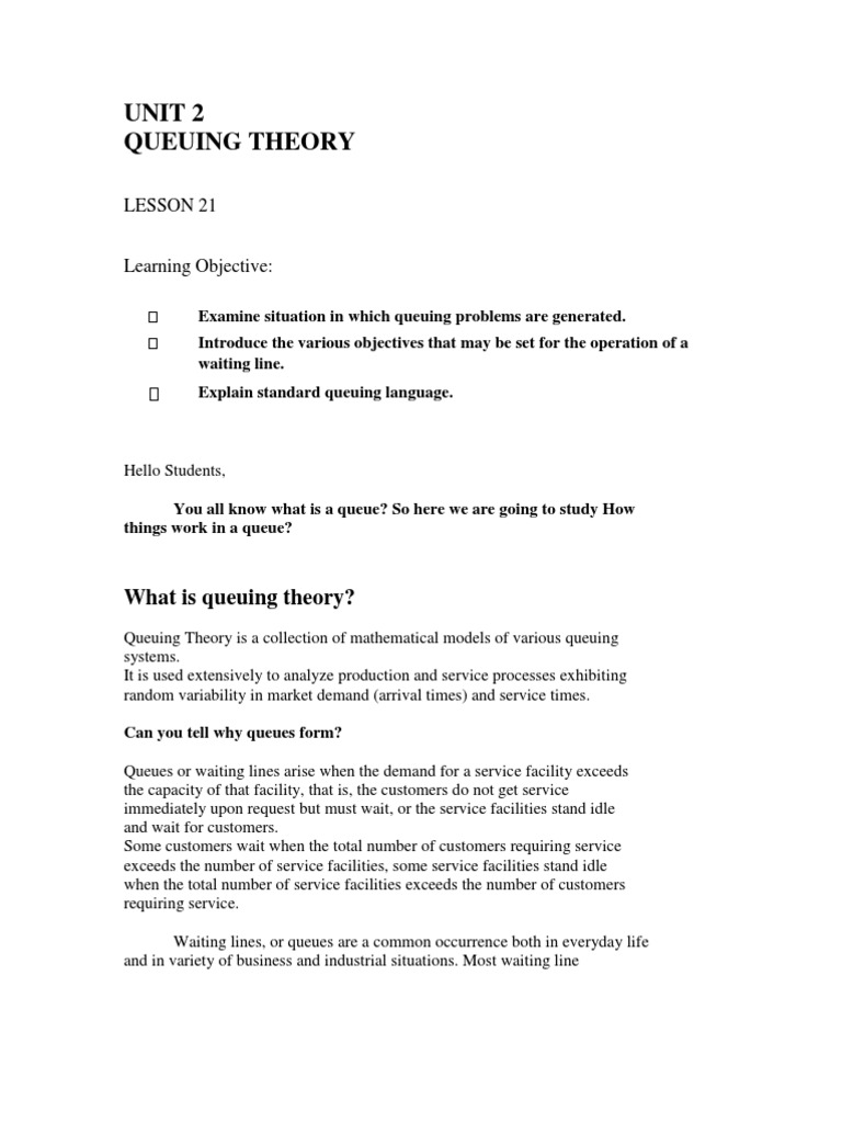 Lesson Queuing Theory | PDF | Queue (Abstract Data Type) | Point Of Sale