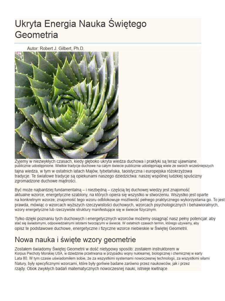 Ukryta Energia Nauki Świętej Geometrii | PDF