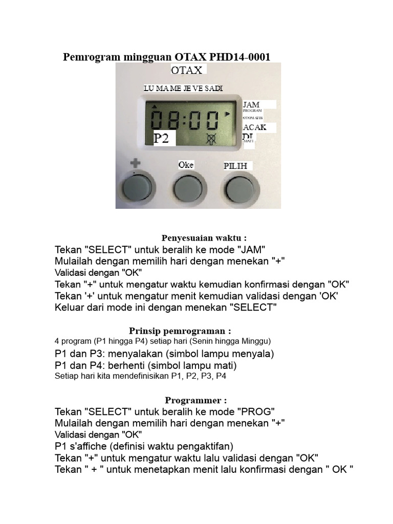 Panduan Pemrograman OTAX PHD14-0001 | PDF