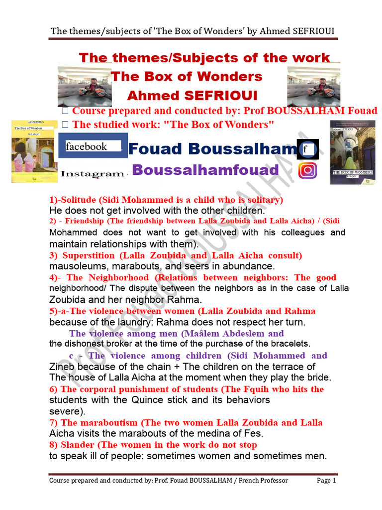 The Themes of La Boîte À Merveilles by Ahmed SEFRIOUI | PDF