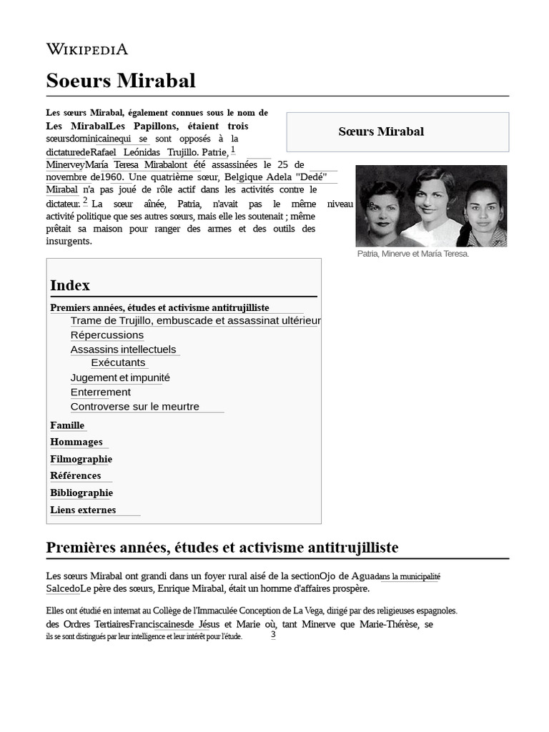 Histoire des sœurs Mirabal et leur lutte | PDF