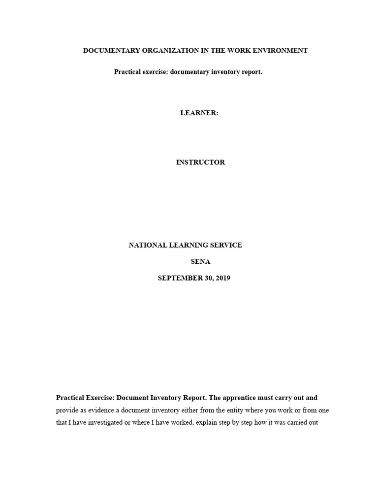 Practical Exercise Documentary Inventory Report | PDF | Communication ...