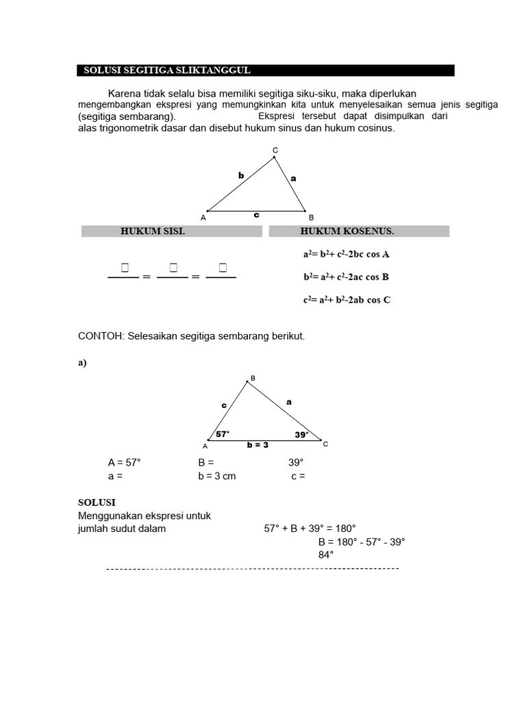 Hukum Sinus dan Kosinus Segitiga Sembarang | PDF