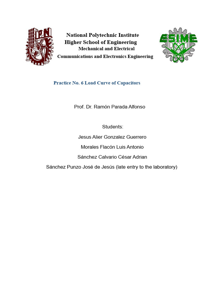Practice 6 Load Curve of Capacitors | PDF | Capacitor | Electrical Network