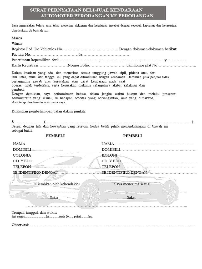Kontrak Jual Beli Mobil | PDF