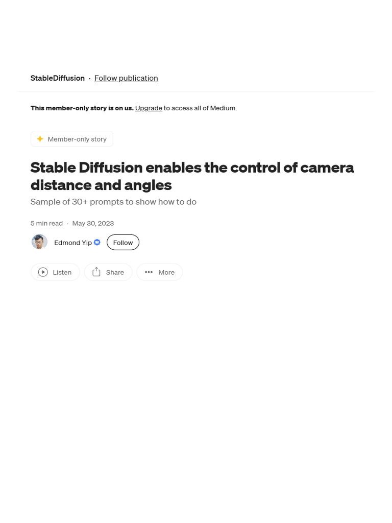Control Camera Angles in Stable Diffusion | PDF | Camera | Imaging
