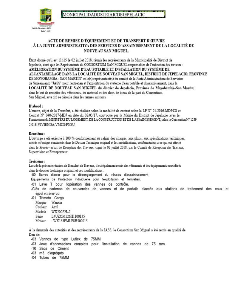 Acte de Transfert de Travail | PDF