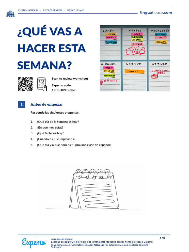 ¿Qué Vas A Hacer Esta Semana Castellano Spanish Teacher | PDF | Verbo ...