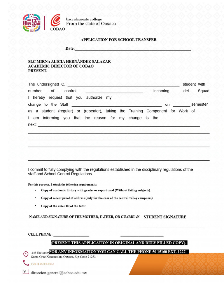 School Transfer Request Form | PDF