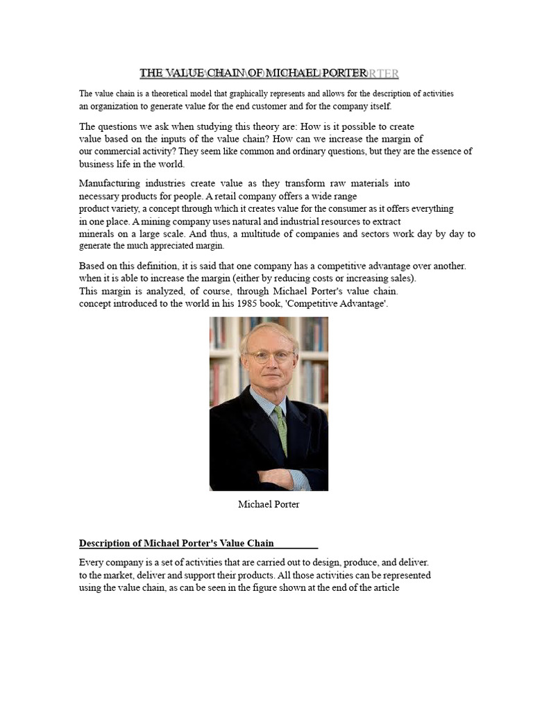 Michael Porter's Value Chain | PDF | The Coca Cola Company | Coca Cola