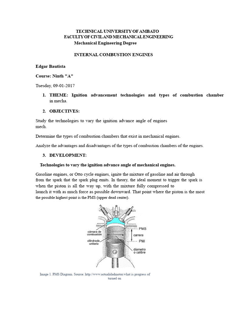 Ignition Advance Angle and Types of Combustion Chambers | PDF ...
