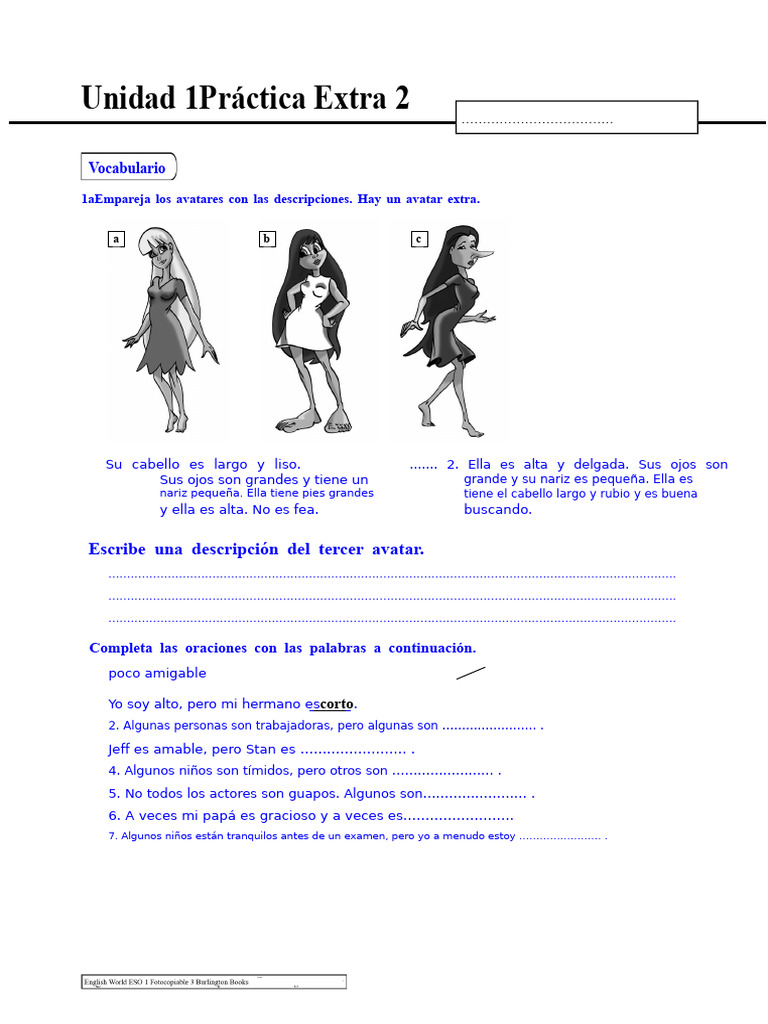 Unidad 1 Práctica Extra Inglés 1º Eso Mundo Del Inglés | PDF | Lingüística