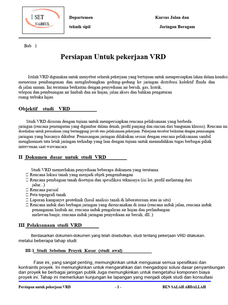 Bab 1 Persiapan Untuk Pekerjaan VRD | PDF