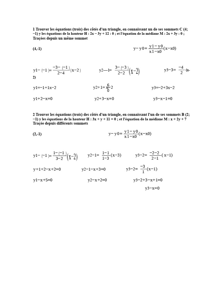 Équations des côtés d'un triangle | PDF | Triangle | Géométrie euclidienne