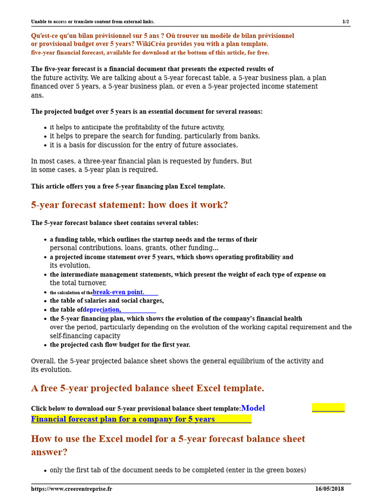 Five Year Forecast Report Excel Template | PDF | Budget | Expense