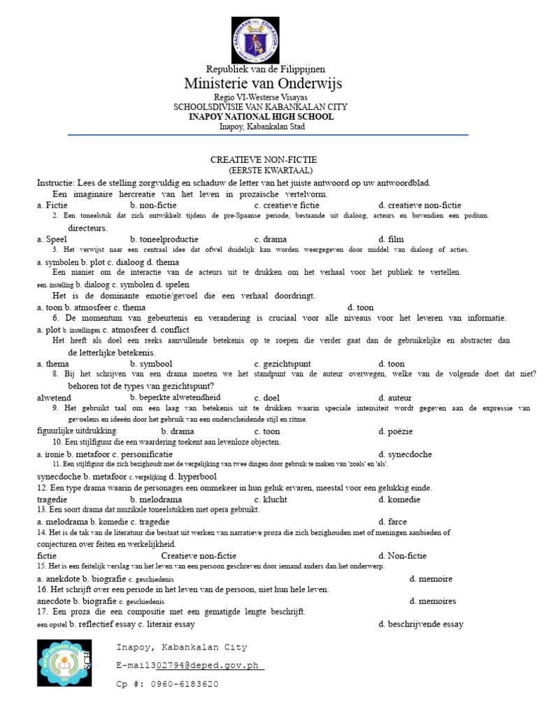 Examen Eerste Beoordeling 2e Semester - Creatieve Non-Fictie | PDF