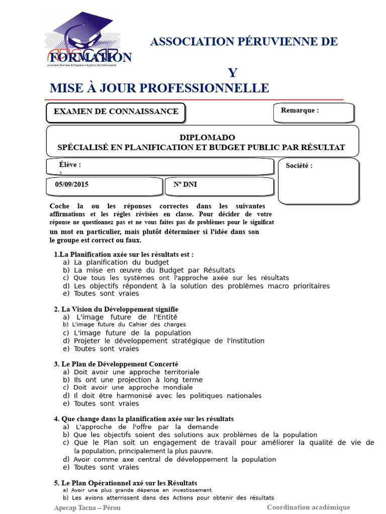 Examen sur la Planification et le Budget Public | PDF | Budget | Impôts