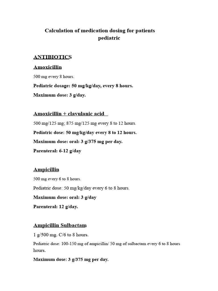 Pediatric Medication Dosing Guide | PDF