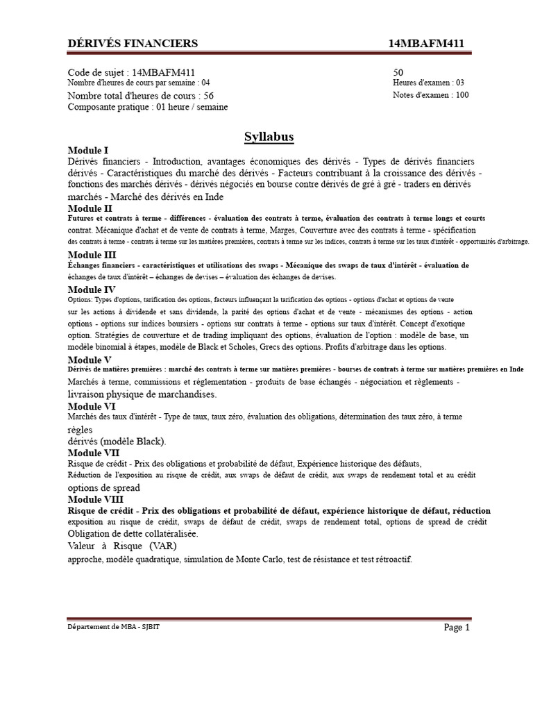 Introduction aux dérivés financiers | PDF | Produit dérivé financier ...