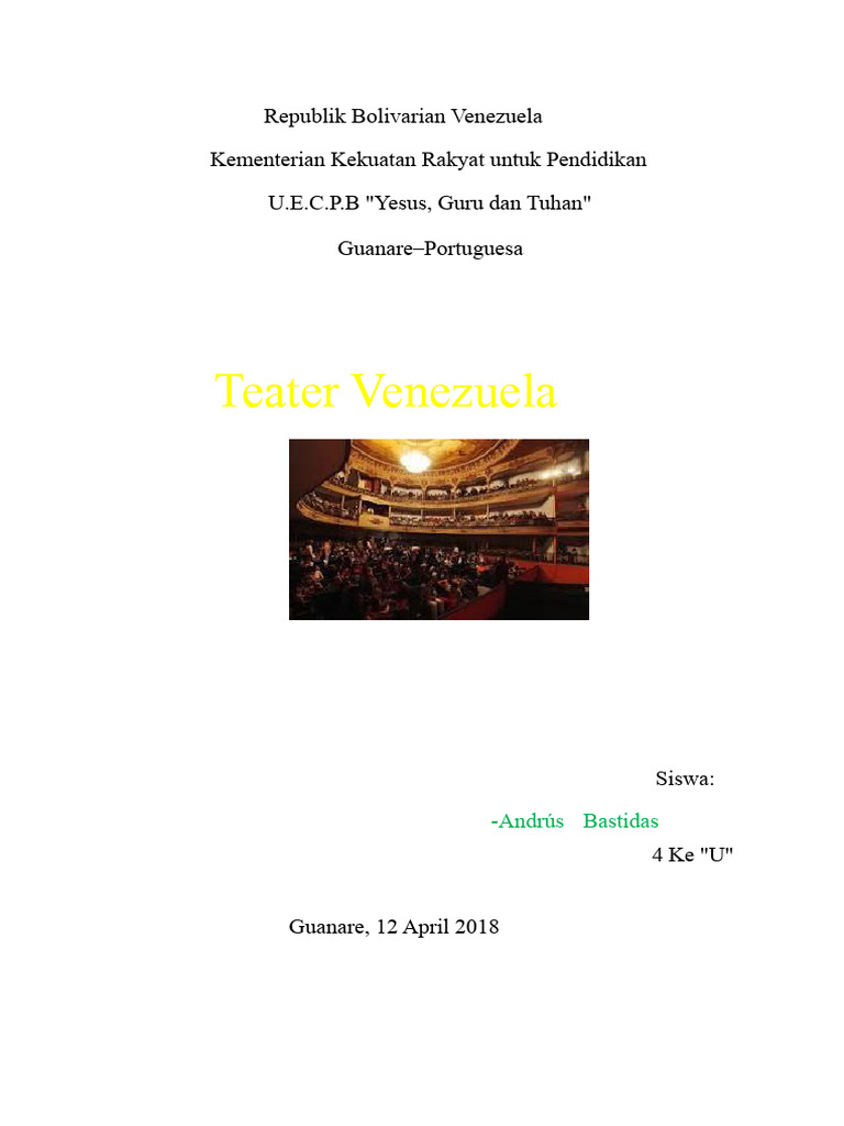 Sejarah dan Pentingnya Teater Venezuela | PDF