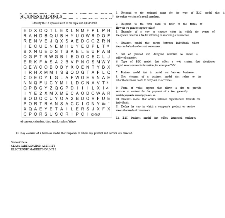 Business Model Word Search. | PDF | Business Model | Chess
