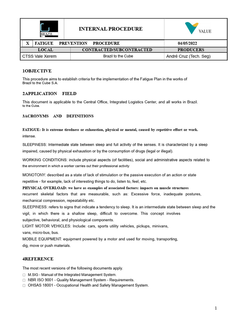 Procedure For Fatigue Control | PDF