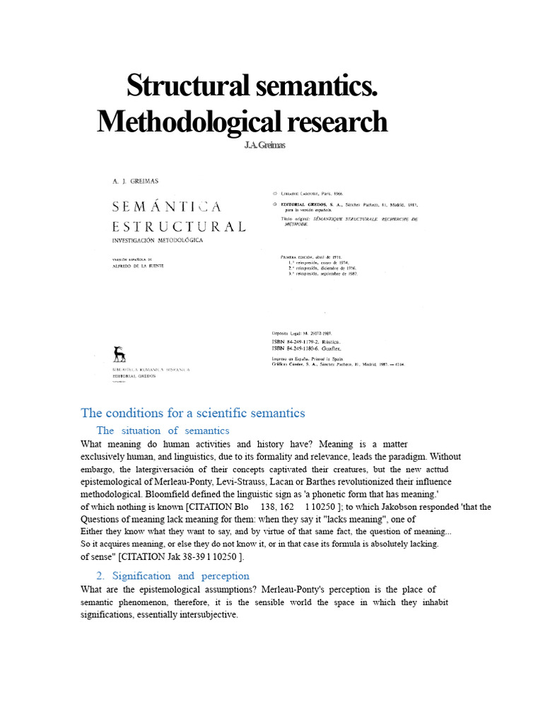 Greimas - Structural Semantics | PDF | Semantics | Semiotics