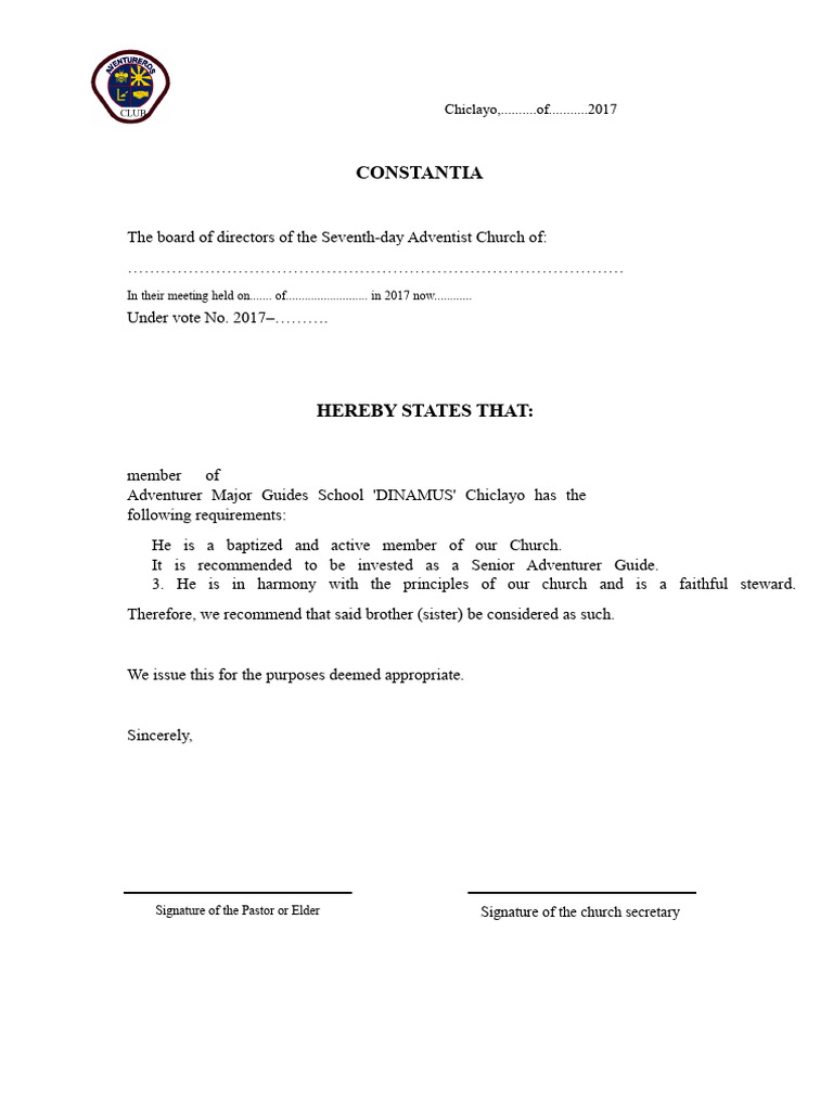 Letter of Baptism and Tithes | PDF
