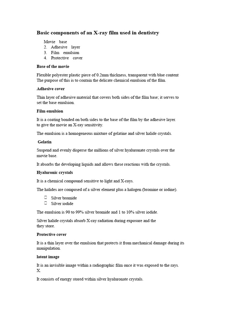 Components of Dental X-ray Films | PDF | Ct Scan | Ultrasound