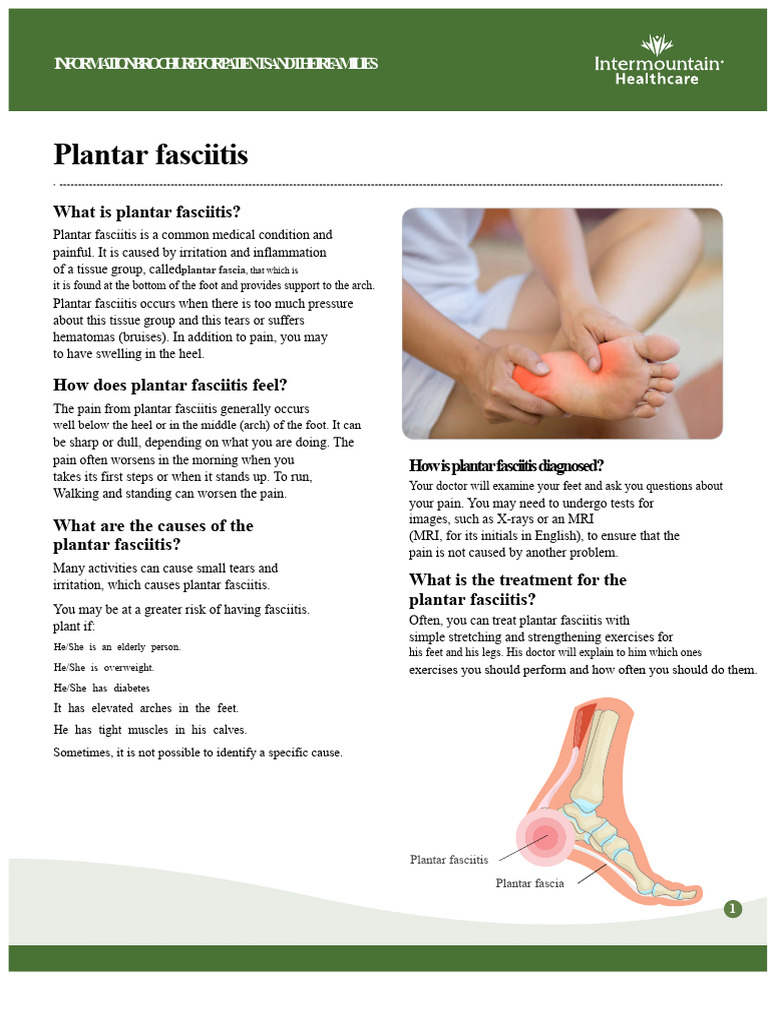 Plantar Fasciitis Fact Sheet | PDF | Diseases And Disorders | Medical ...