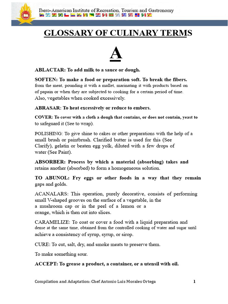 Glossary of Culinary Terms | PDF | Grilling | Cooking
