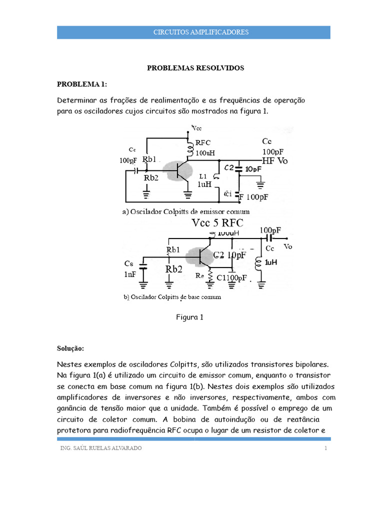 Osciladores Clapp e de Fase | PDF | Rede elétrica | Capacidade elétrica