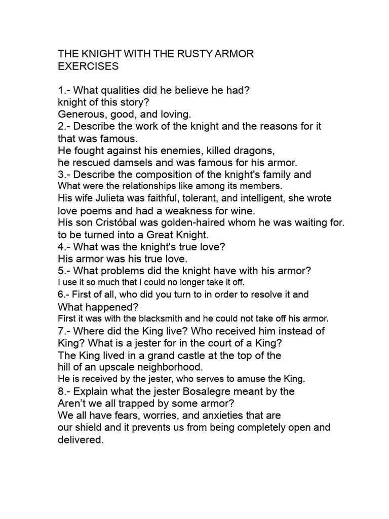 Summary of The Knight in Rusty Armor | PDF