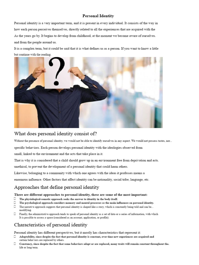Understanding Personal Identity Factors | PDF | Identity (Social ...