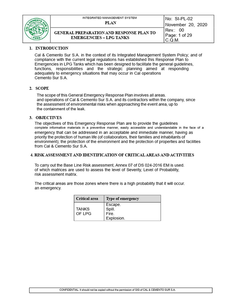 LPG Tank Emergency Response Plan | PDF | Emergency | Liquefied ...