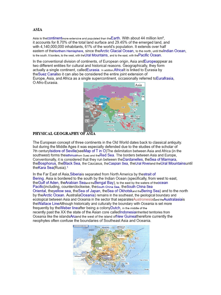 Overview of Asia's Geography and Culture | PDF | Asia | Continent