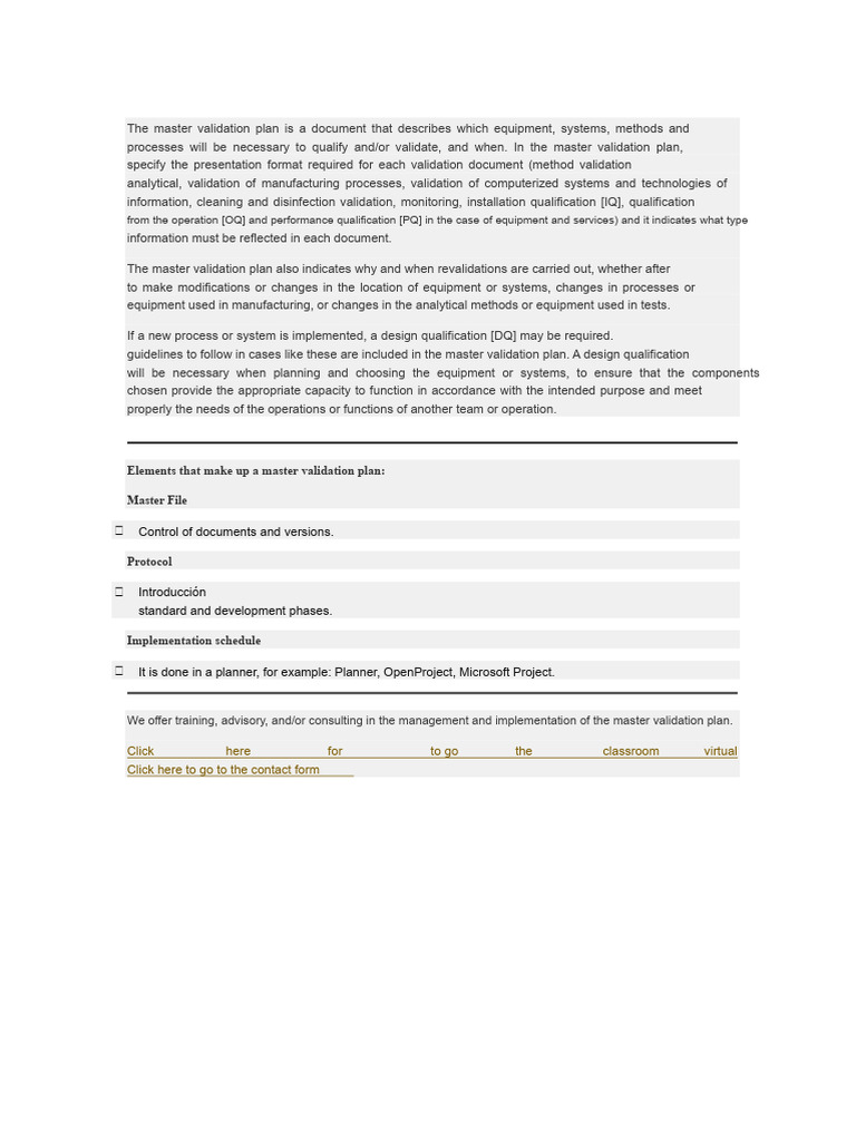 The Master Validation Plan | PDF | Verification And Validation