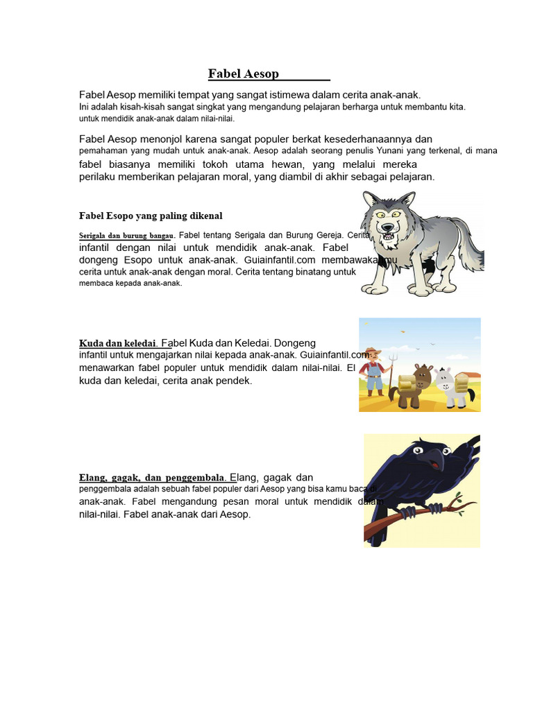 Fabel Aesop: Cerita Moral untuk Anak | PDF
