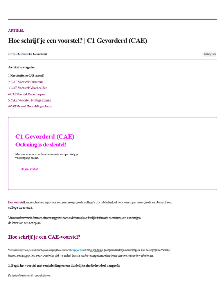 Geavanceerd - Hoe Een Voorstel Te Schrijven C1 (CAE) | PDF