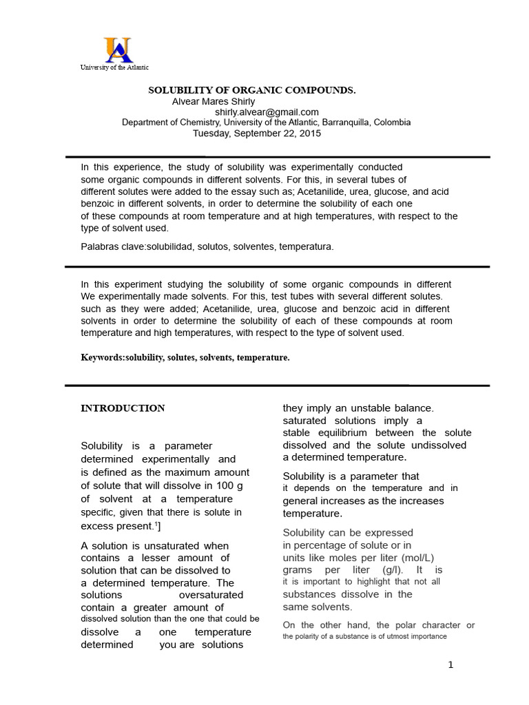 Solubility of Organic Compounds Study | PDF | Solubility | Solvent