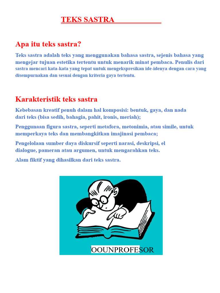 Pengertian dan Jenis Teks Sastra | PDF