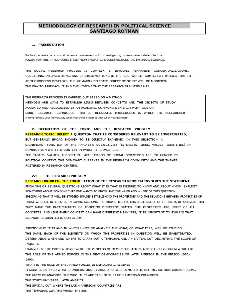 (SUMMARY) Research Methodology in Political Science - Rotman | PDF ...