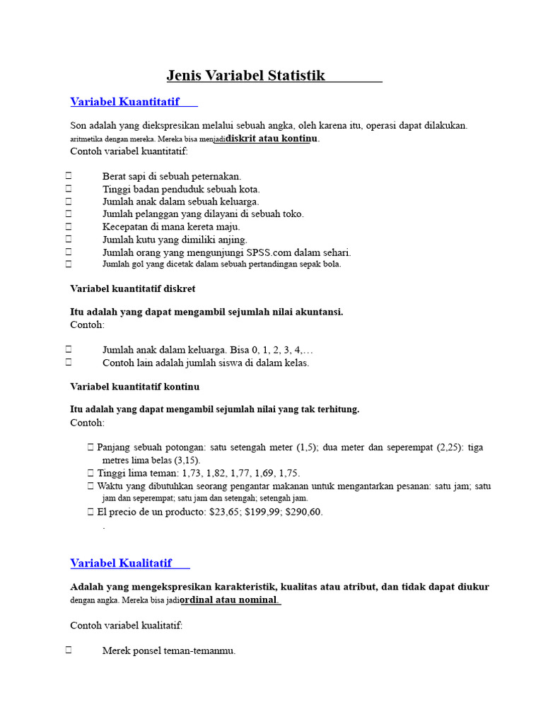 Jenis Variabel Statistik | PDF