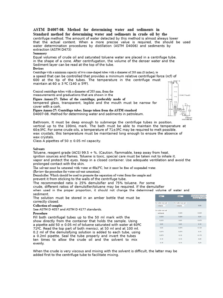 ASTM D4007-08: Water & Sediment in Oil | PDF | Water | Petroleum