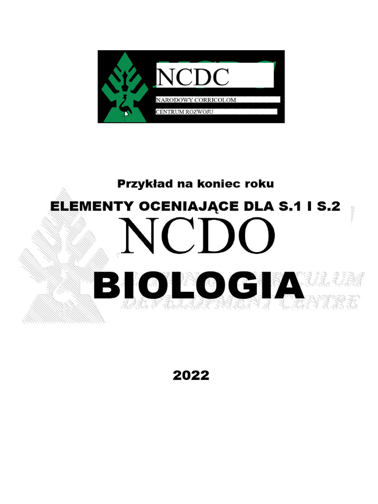 Przykładowe Elementy Oceny Biologii NCDC S1 S2 2022 | PDF