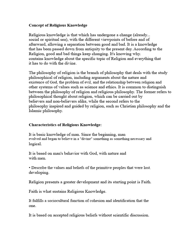 Understanding Religious Knowledge Concepts | PDF | Thomas Aquinas ...