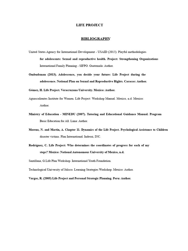 Bibliography Life Project | PDF