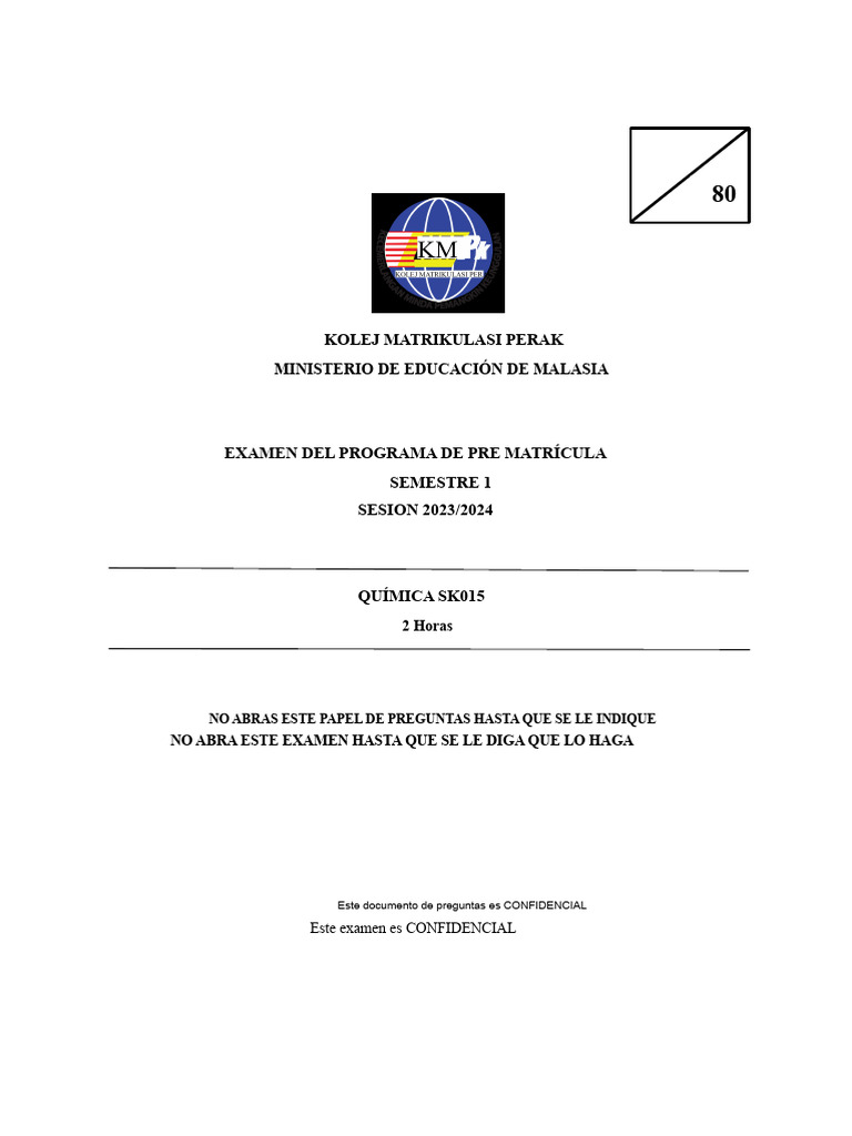 KMPK Sk015 2324 (Pregunta) | PDF | Gases | Orbital atómico