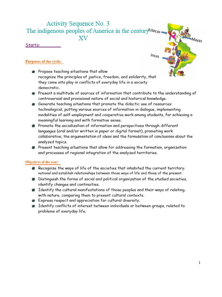 Sequence of Activities No. 3 Indigenous Peoples | PDF | Spanish ...